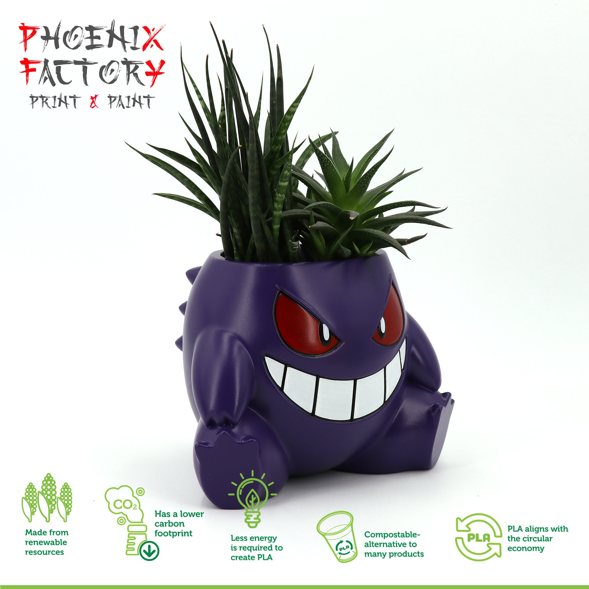 Poke-planter Gengar XL Size / Gengar Pot / Vase / Planter / Planter ...