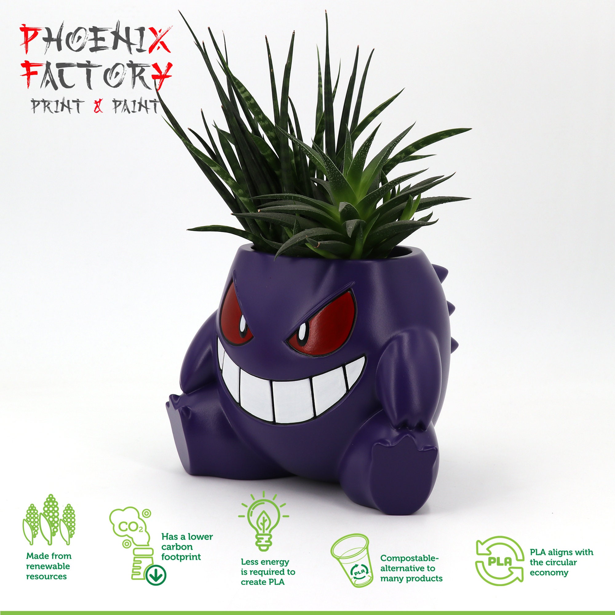 Poke-planter Gengar XL Size / Gengar Pot / Vase / Planter / Planter ...