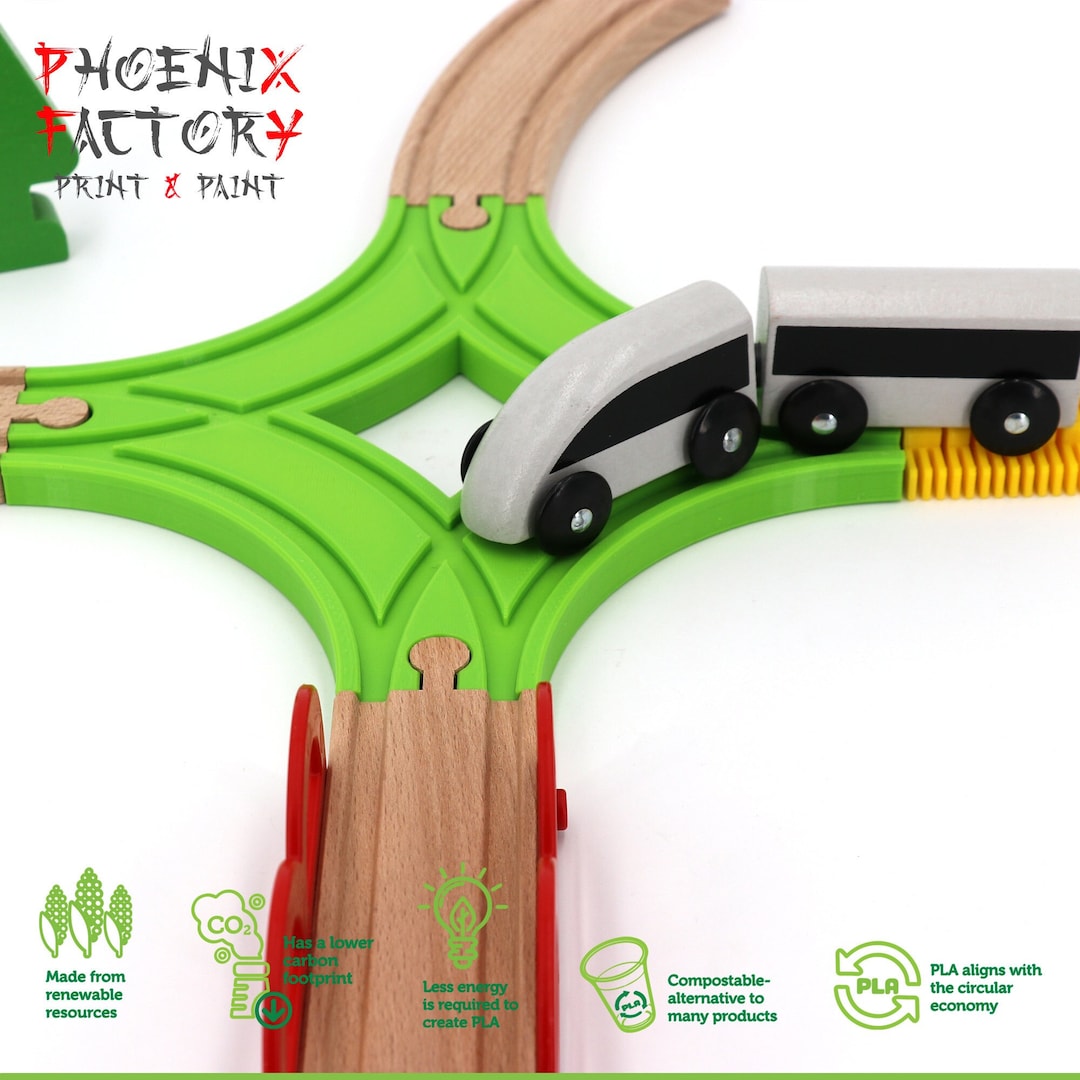 Curved Intersection 4-way Wooden Train Track / Wooden Train Track ...