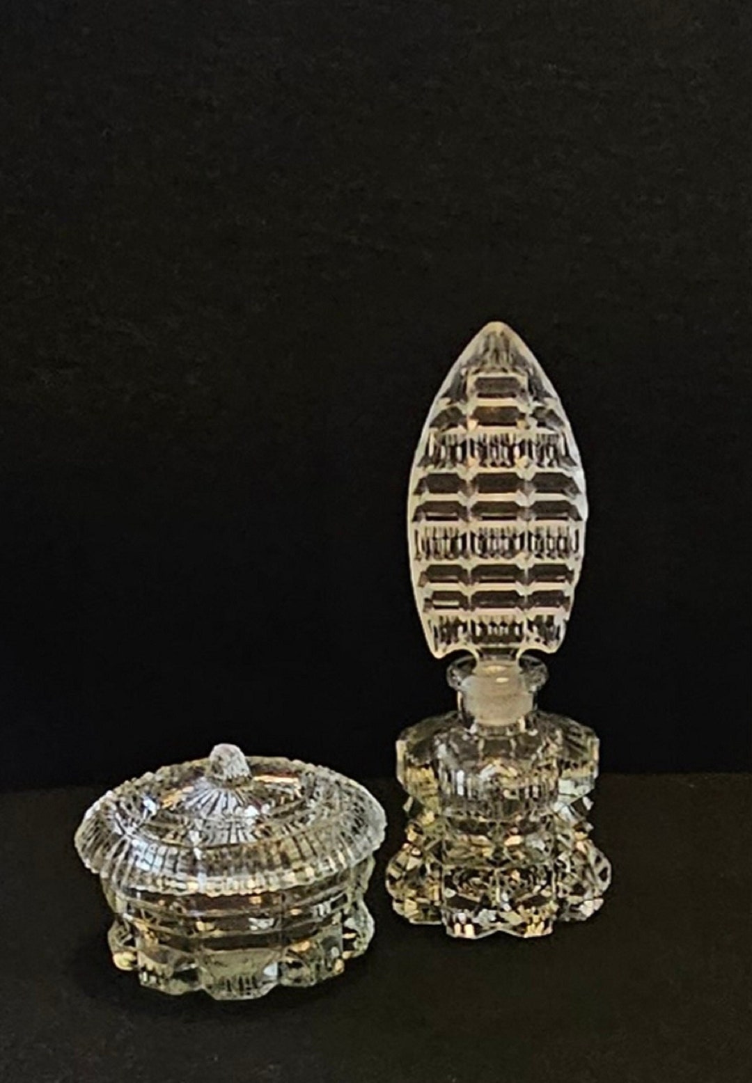 Vintage Perfume Bottle and Powder Box - Etsy