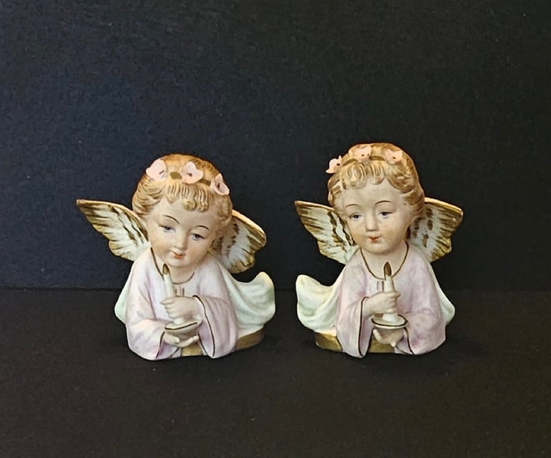 Set of Hand Painted Porcelain Angels - Etsy