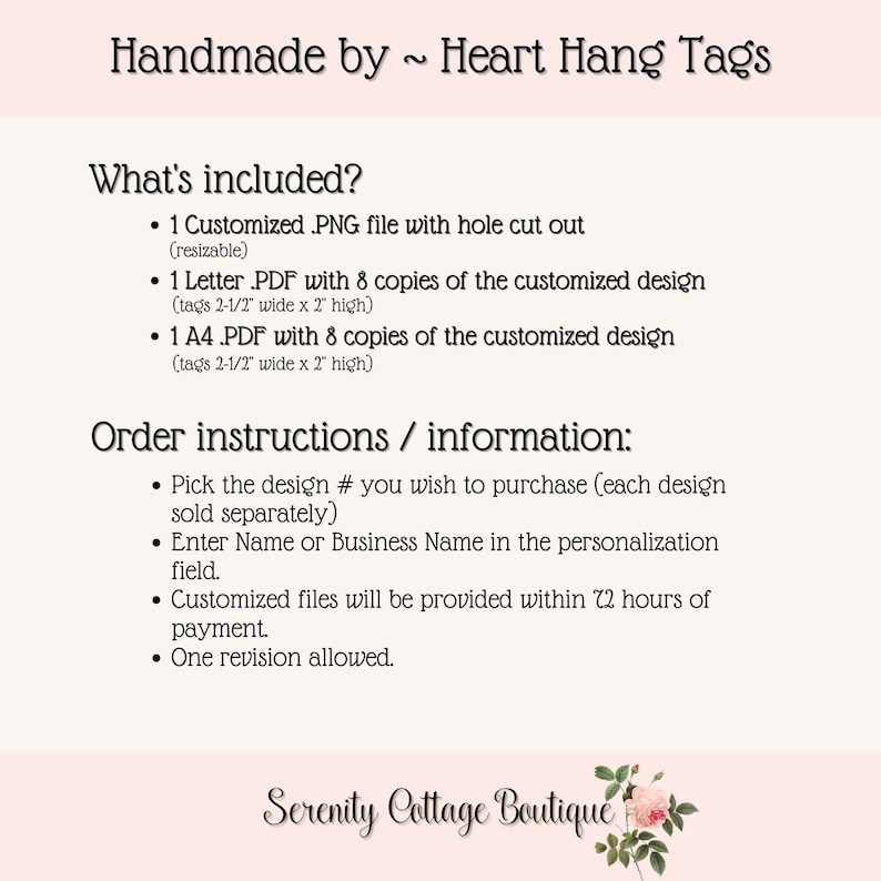 Customized Printable "handmade By" Heart Hang Tags - Etsy