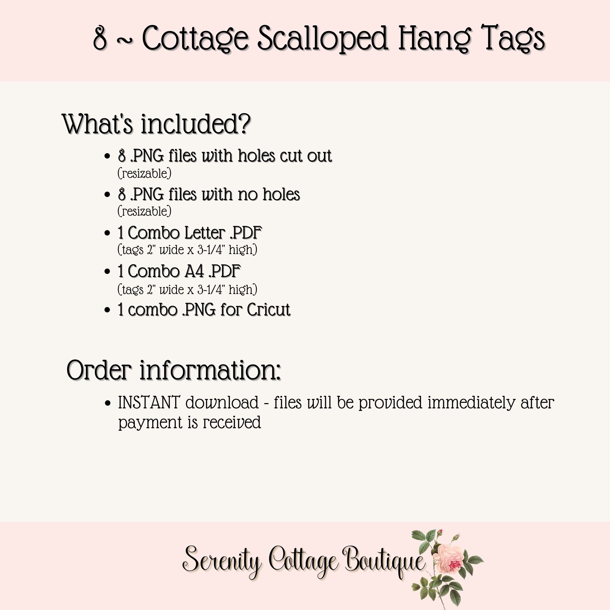 Floral Cottage Printable Scalloped Hang Tags - Etsy