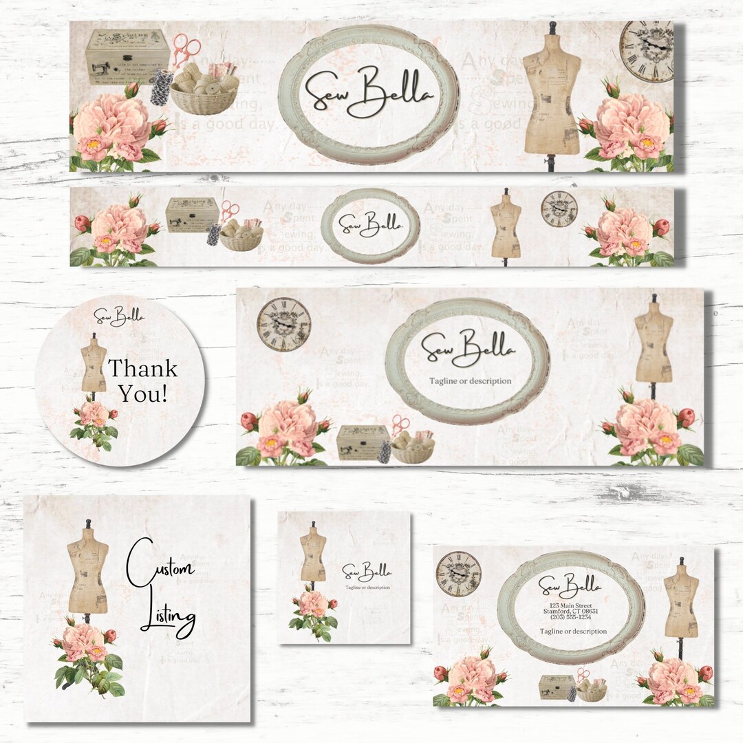 Customized Etsy Shop Set / Branding Kit Sew Bella - Etsy