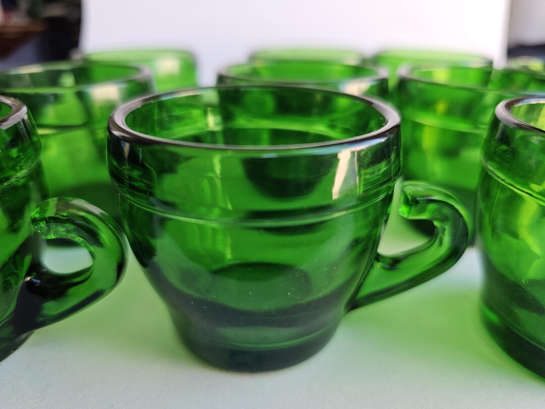 Vintage Emerald Green Espresso Cups - Etsy
