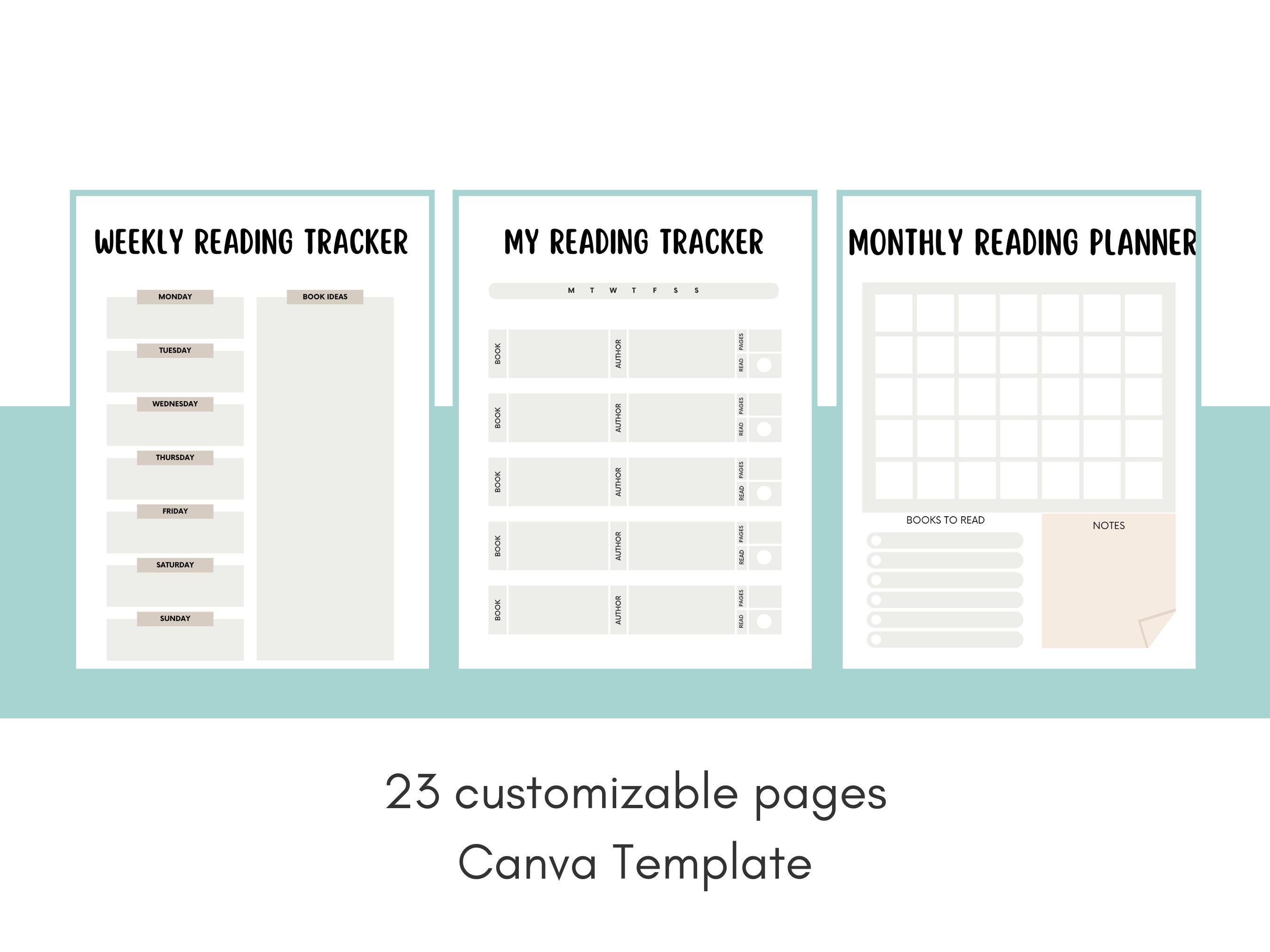 Printable Reading Log | Canva Template | PLR for Teachers & Sellers - Etsy