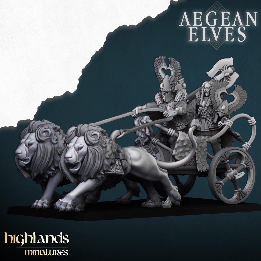 Char Lion de Némée Elfes de la mer Égée Highlands Miniatures 28/32 mm ...