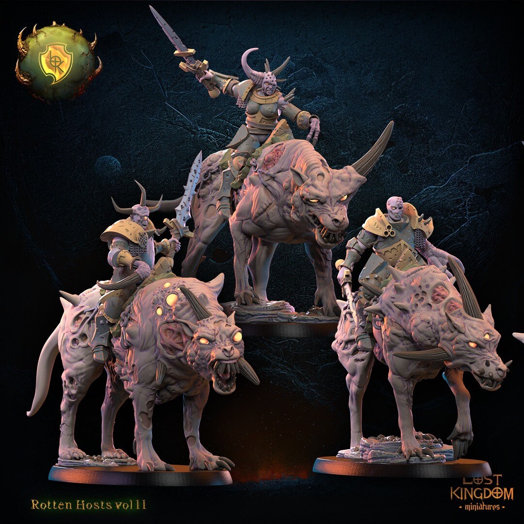 Sickness Knights on Rotten Wolves Lost Kingdom Miniatures 28/32mm - Etsy
