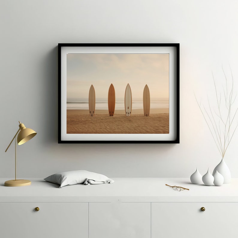 Modern Beach Surfboard Wall Art Printable Minimalist Beach Wall Art for ...