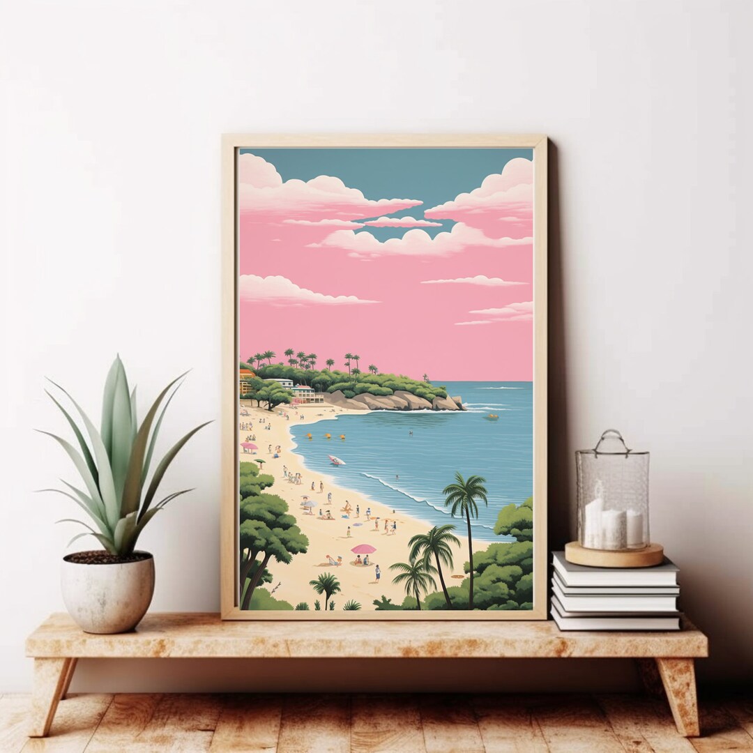 Miami Beach Art Pink Beach Artwork Inspired by Miami Beach - Etsy