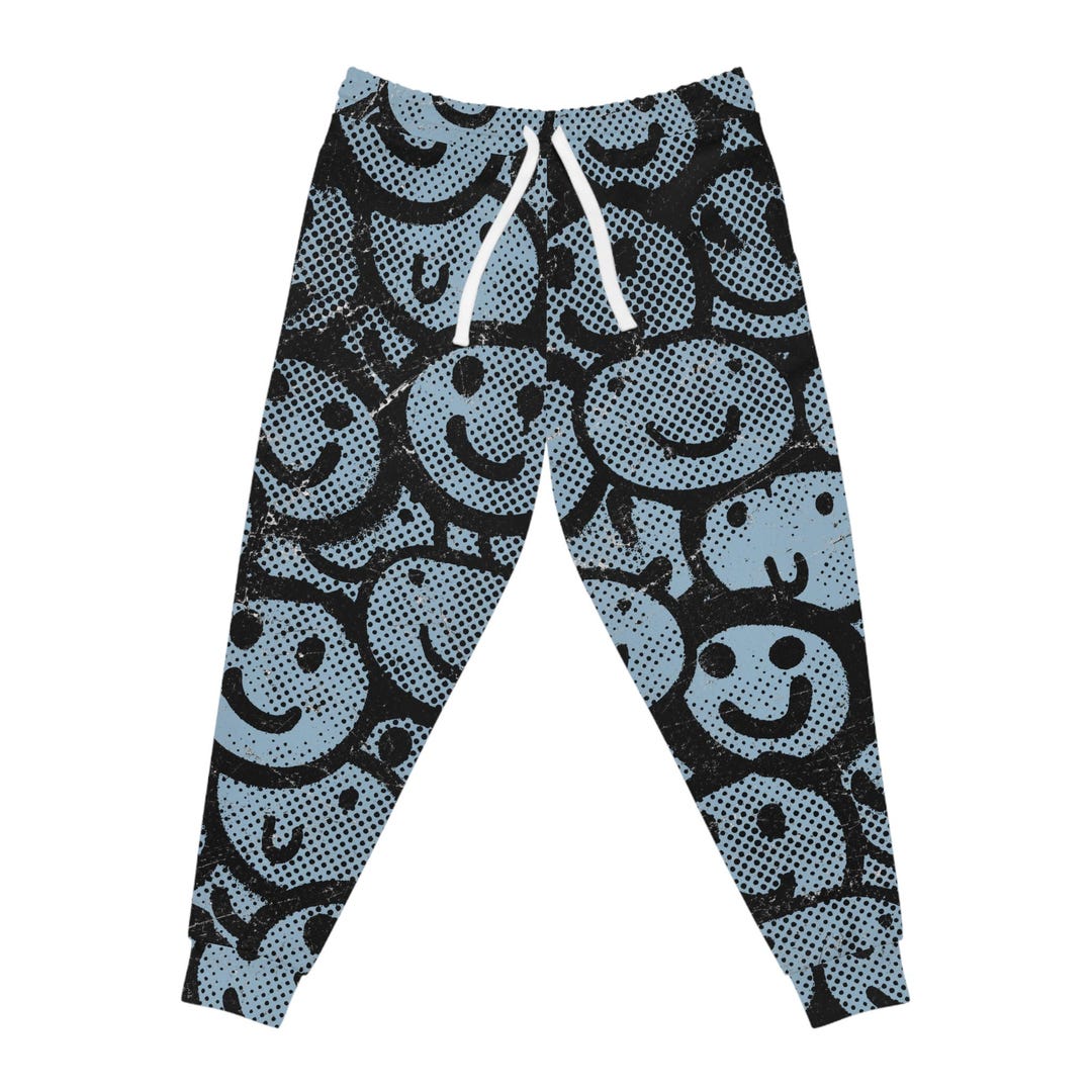 Retro Graffiti Smiley Joggers, Urban Streetwear Sweatpants, Vintage ...
