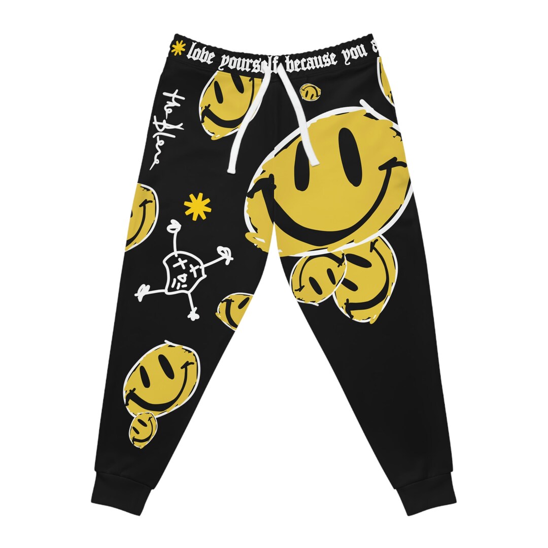 LOVE YOURSELF SMILEY Print Athletic Joggers by Theblenq - Etsy