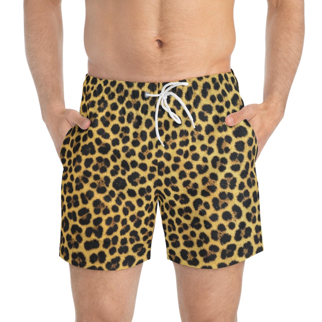 Wild Leopard Print Swim Trunks for Pool Parties, Beach Days, Summer ...