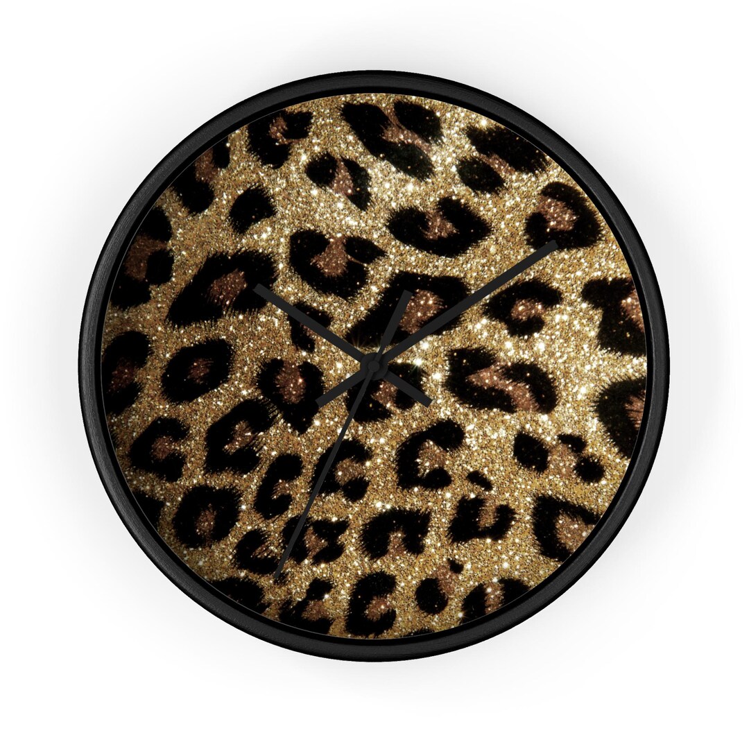 Bling Leopard Print Wall Clock, Animal Print Home Decor, Unique Round ...