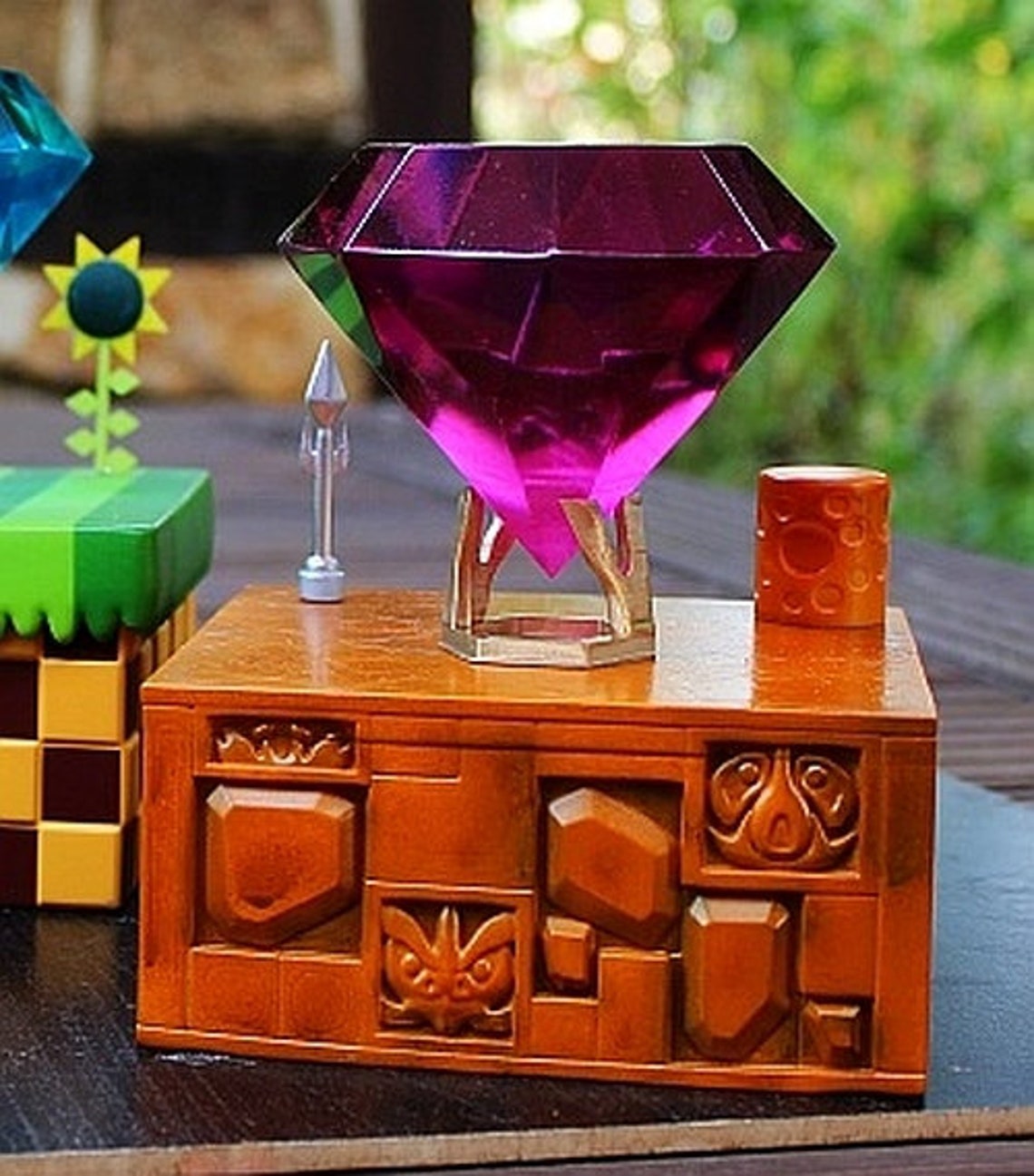 Chaos Emerald "pink" With Labyrinth Zone Base - Etsy