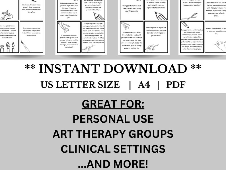 Art Therapy Flashcards, Journal Prompts for Kids Teens Adults - Etsy