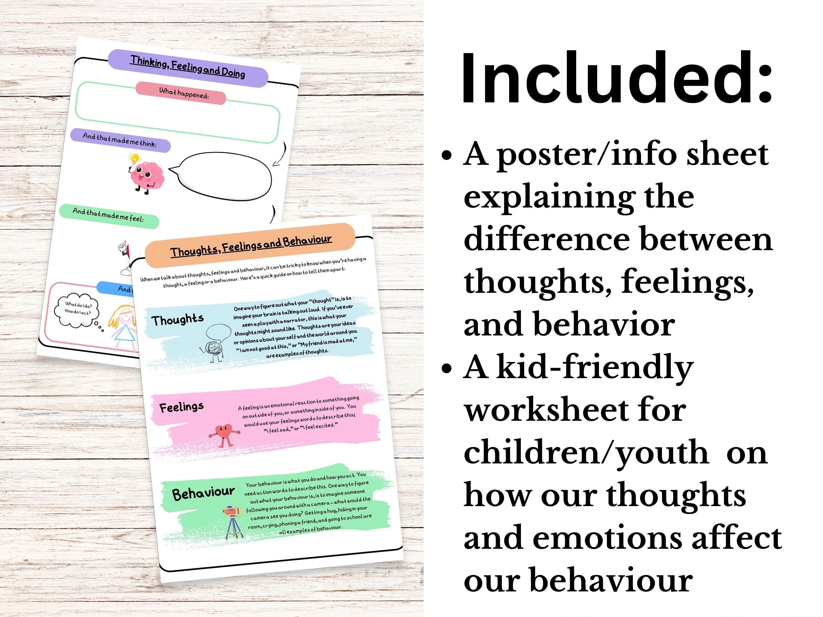 CBT Worksheet and Poster for Kids, Cognitive Behavioural Therapy ...