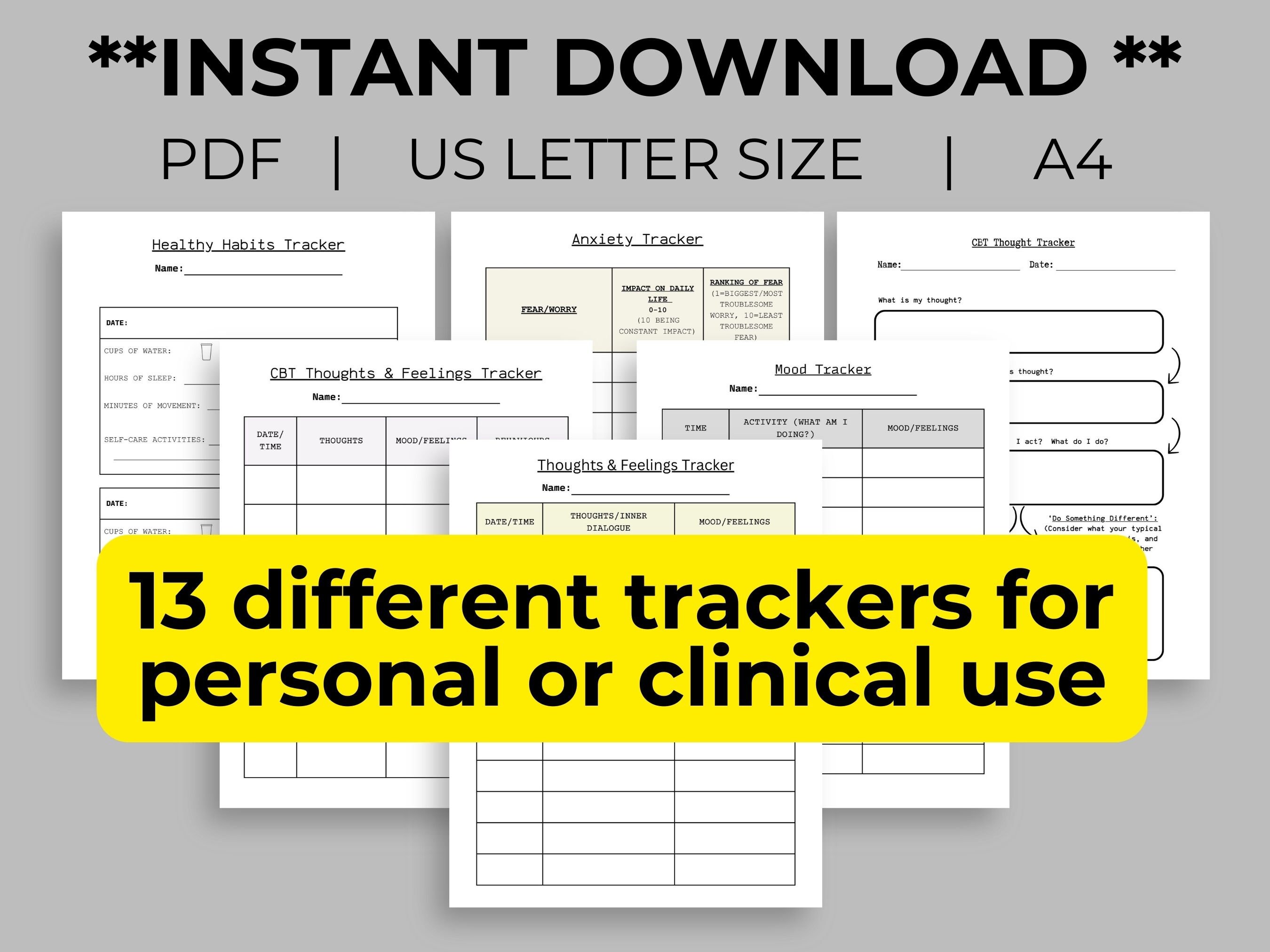 Counselling Tracking Sheets, Mood Thought Goal-setting Trackers - Etsy