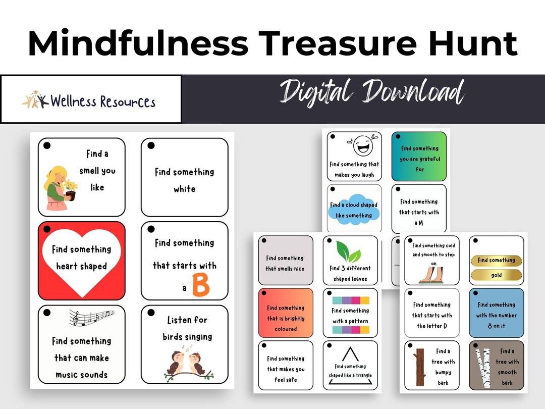 Mindfulness Treasure Hunt, Scavenger Hunt Flashcards - Etsy