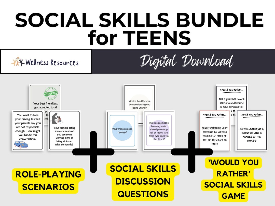 Social Skills Bundle for Teens, Role-playing, Discussion Questions ...