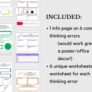 CBT for Kids, Thinking Errors Worksheets, Cognitive Distortions - Etsy