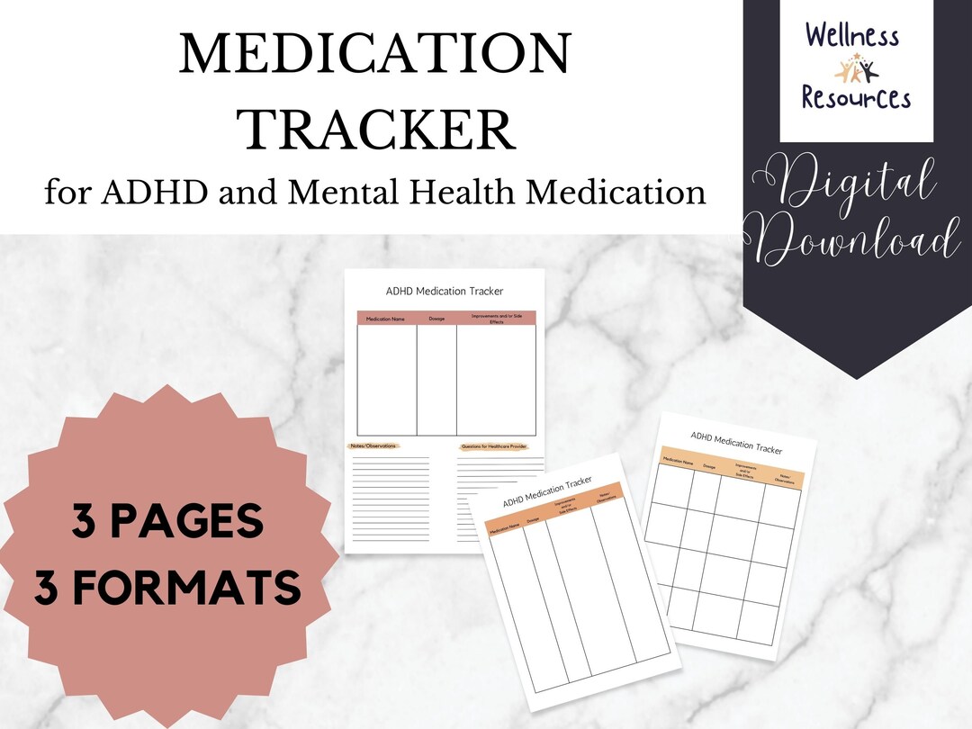 Medication Log Tracker for ADHD and Mental Health - Etsy