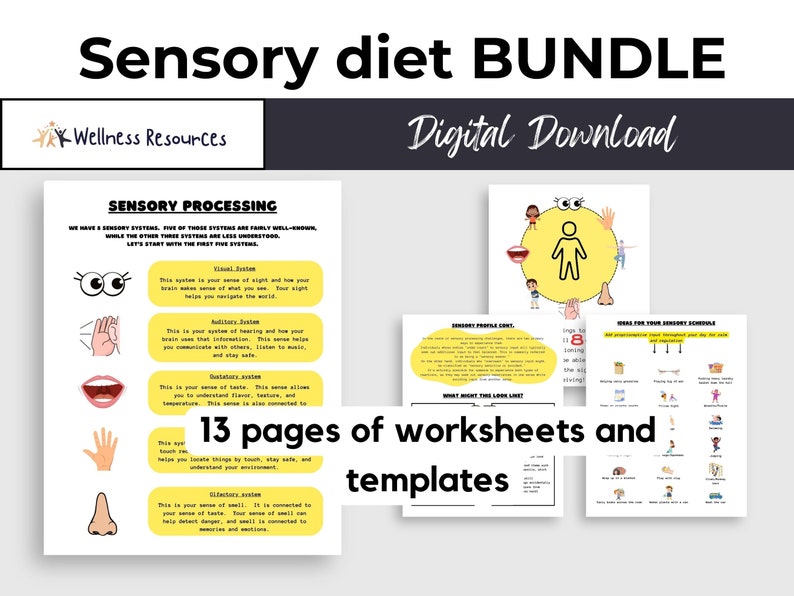 Sensory Processing Worksheets, Sensory Diet Planner - Etsy