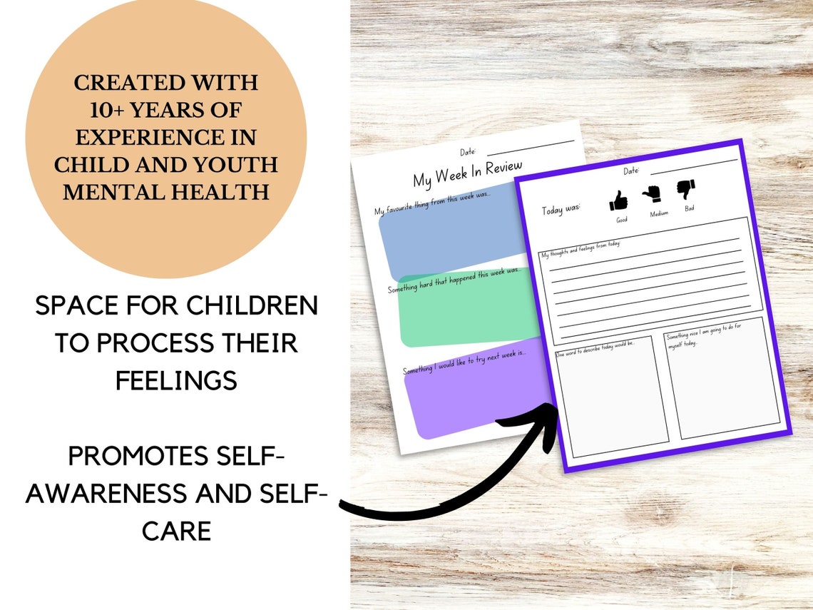 Feelings Journal for Kids, Daily Prompts for Reflection, Mental Health ...
