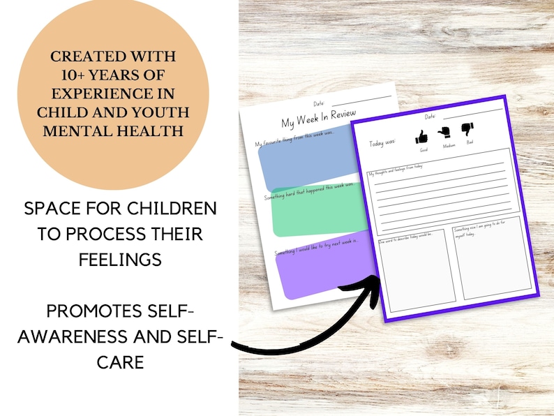 Feelings Journal for Kids, Daily Prompts for Reflection, Mental Health ...