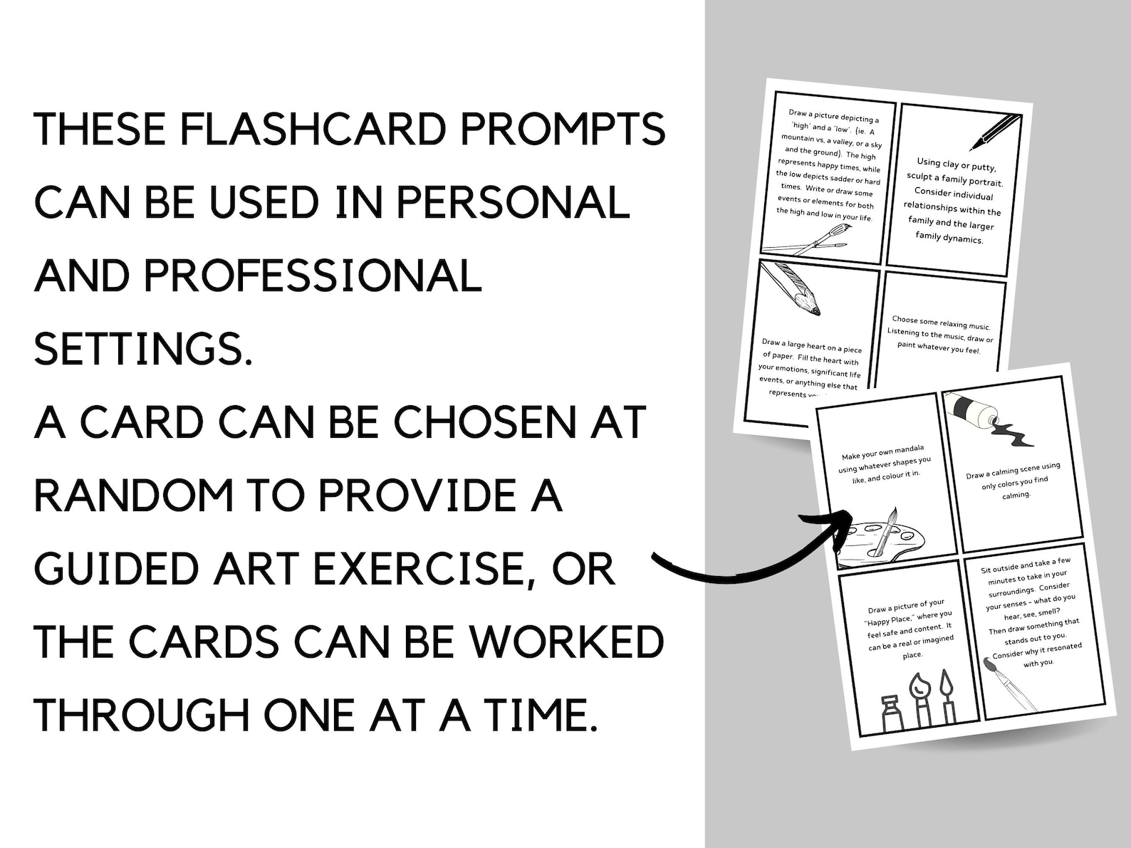 Art Therapy Flashcards, Journal Prompts for Kids Teens Adults - Etsy
