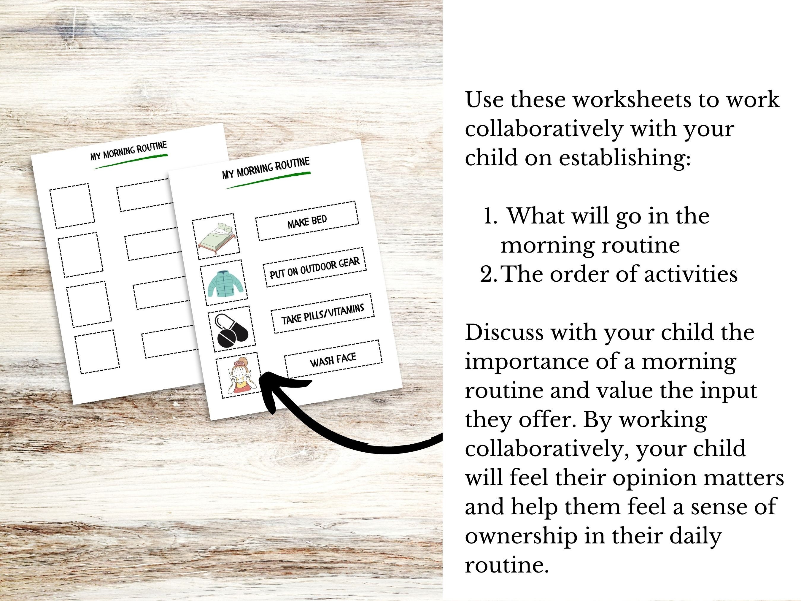 Morning Routine Worksheet for Kids - Etsy