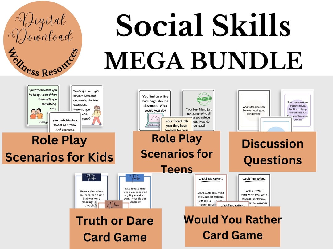 Social Skills MEGA BUNDLE Role Playing Flashcards Games Discussion ...