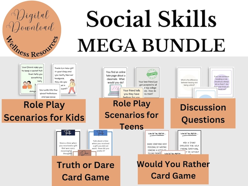 Social Skills MEGA BUNDLE Role Playing Flashcards Games Discussion ...