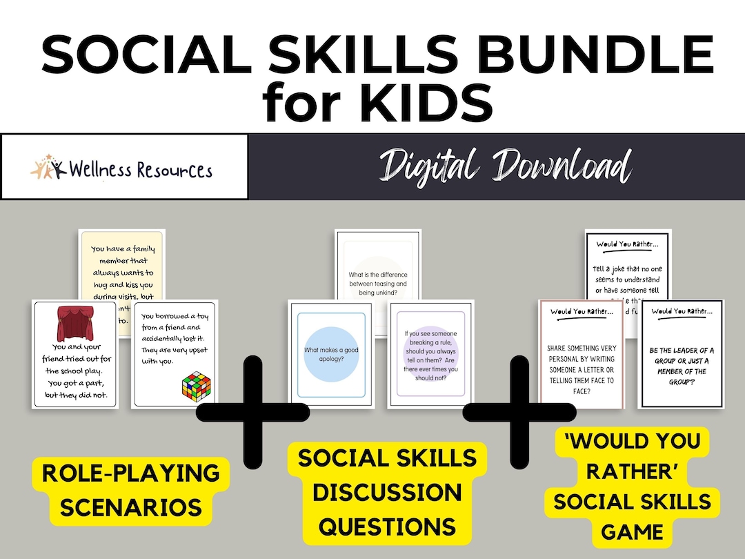 Social Skills Bundle FOR KIDS, Role-playing Scenarios, Flashcard Games ...