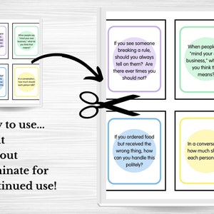 Social Skills Discussion Questions, Printable Flashcards for Kids and ...