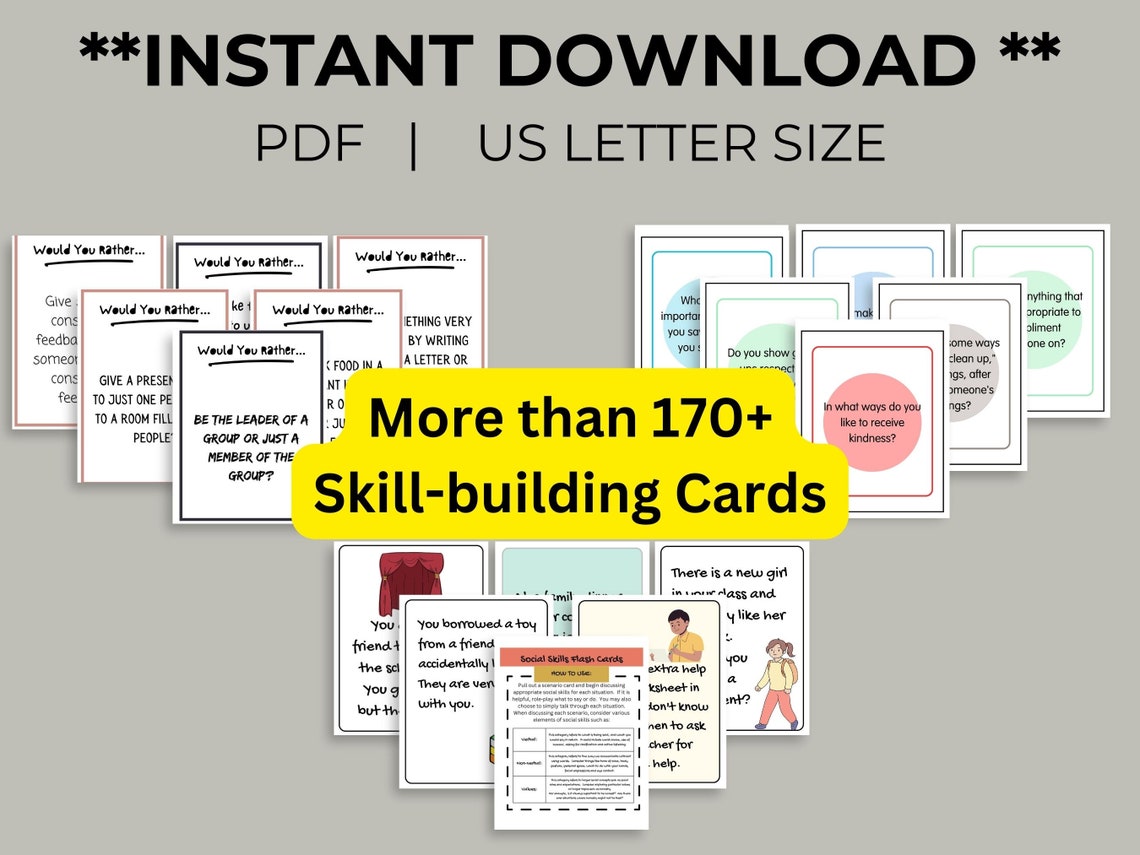 Social Skills Bundle FOR KIDS, Role-playing Scenarios, Flashcard Games ...