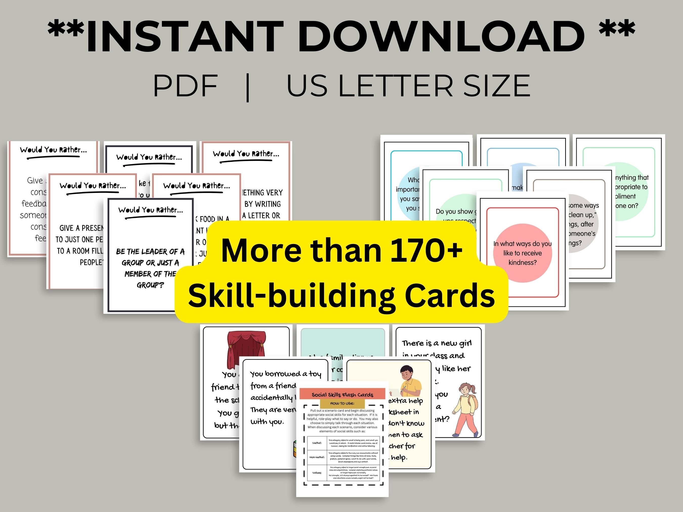 Social Skills Bundle FOR KIDS, Role-playing Scenarios, Flashcard Games ...