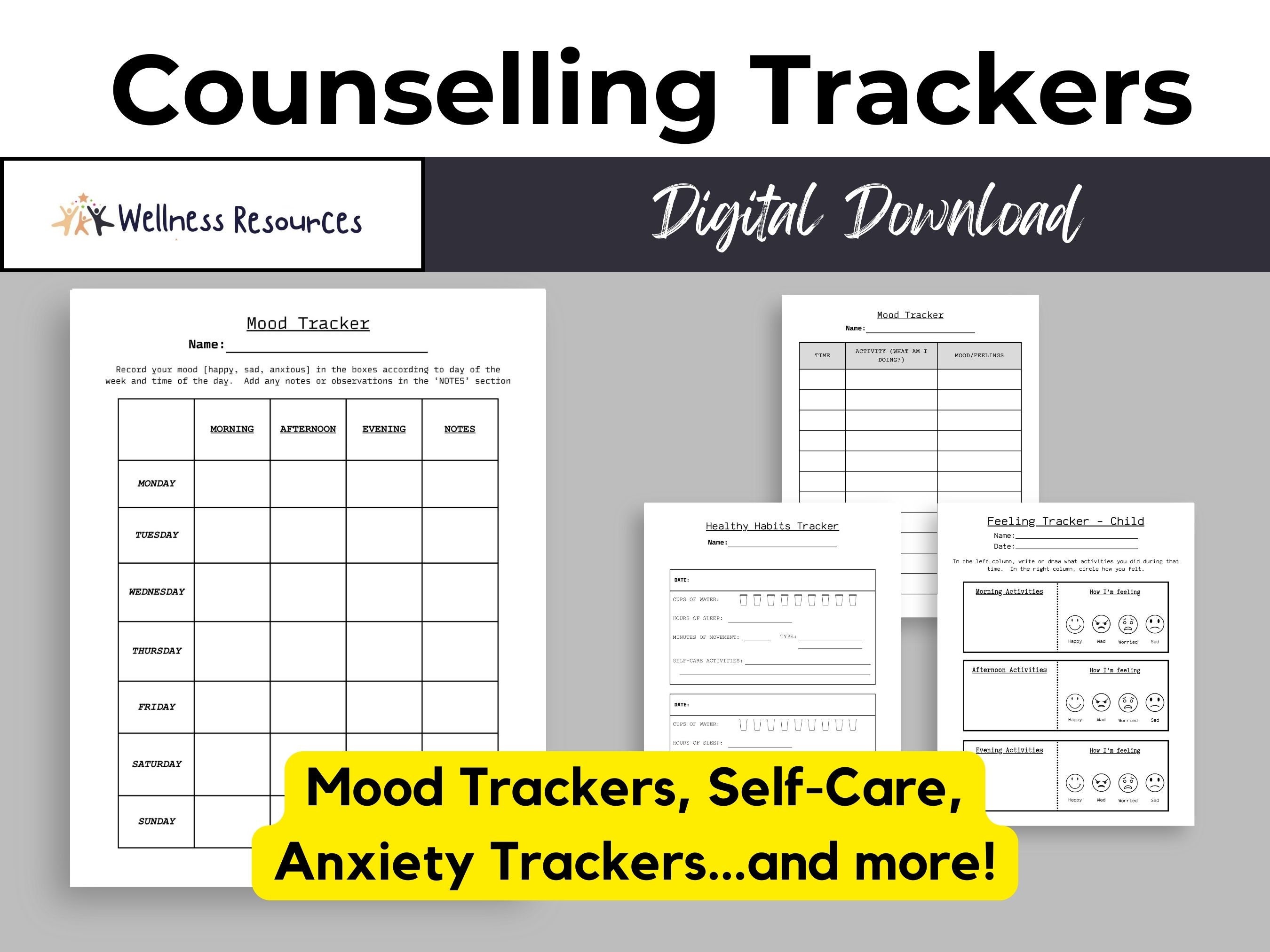 Counselling Tracking Sheets, Mood Thought Goal-setting Trackers - Etsy