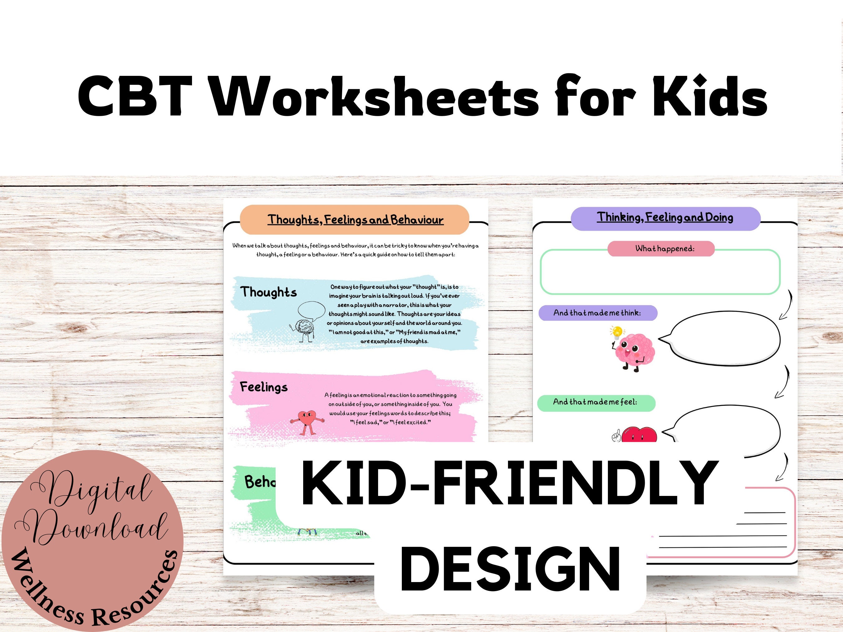 CBT Worksheet and Poster for Kids, Cognitive Behavioural Therapy ...