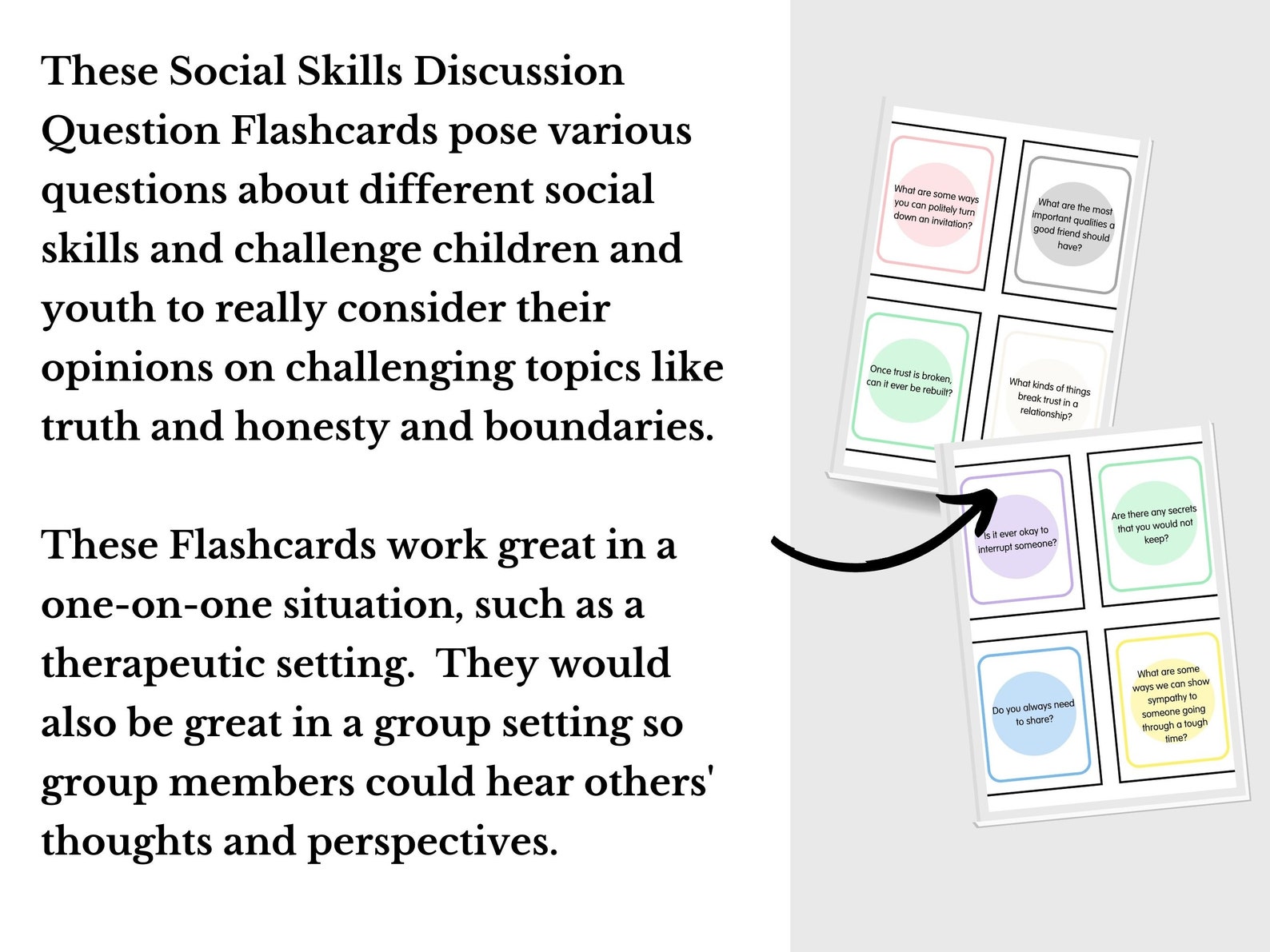 Social Skills Discussion Questions, Printable Flashcards for Kids and ...