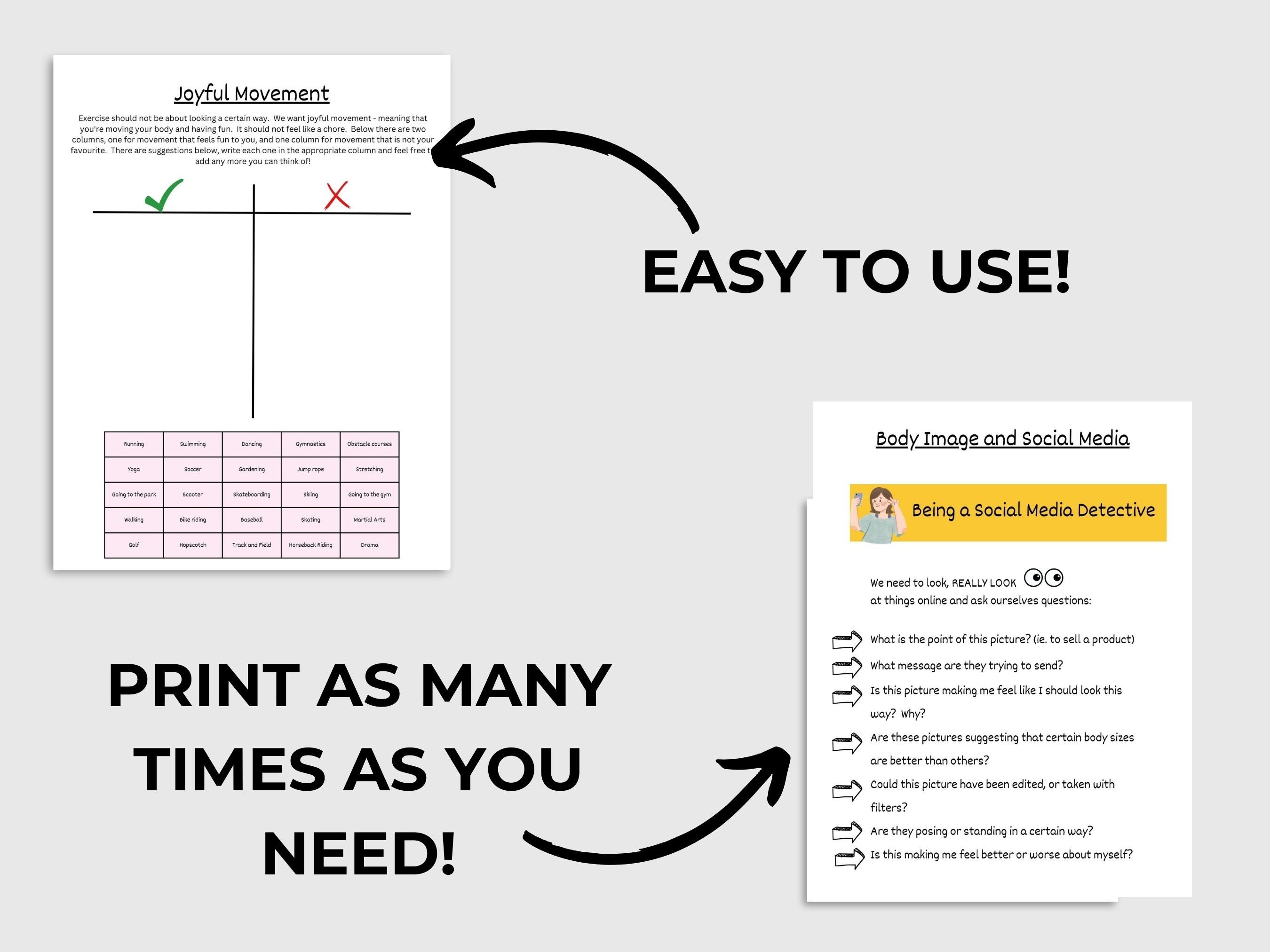 Body Image Workbook for Kids, Body Positivity Neutrality Worksheets - Etsy
