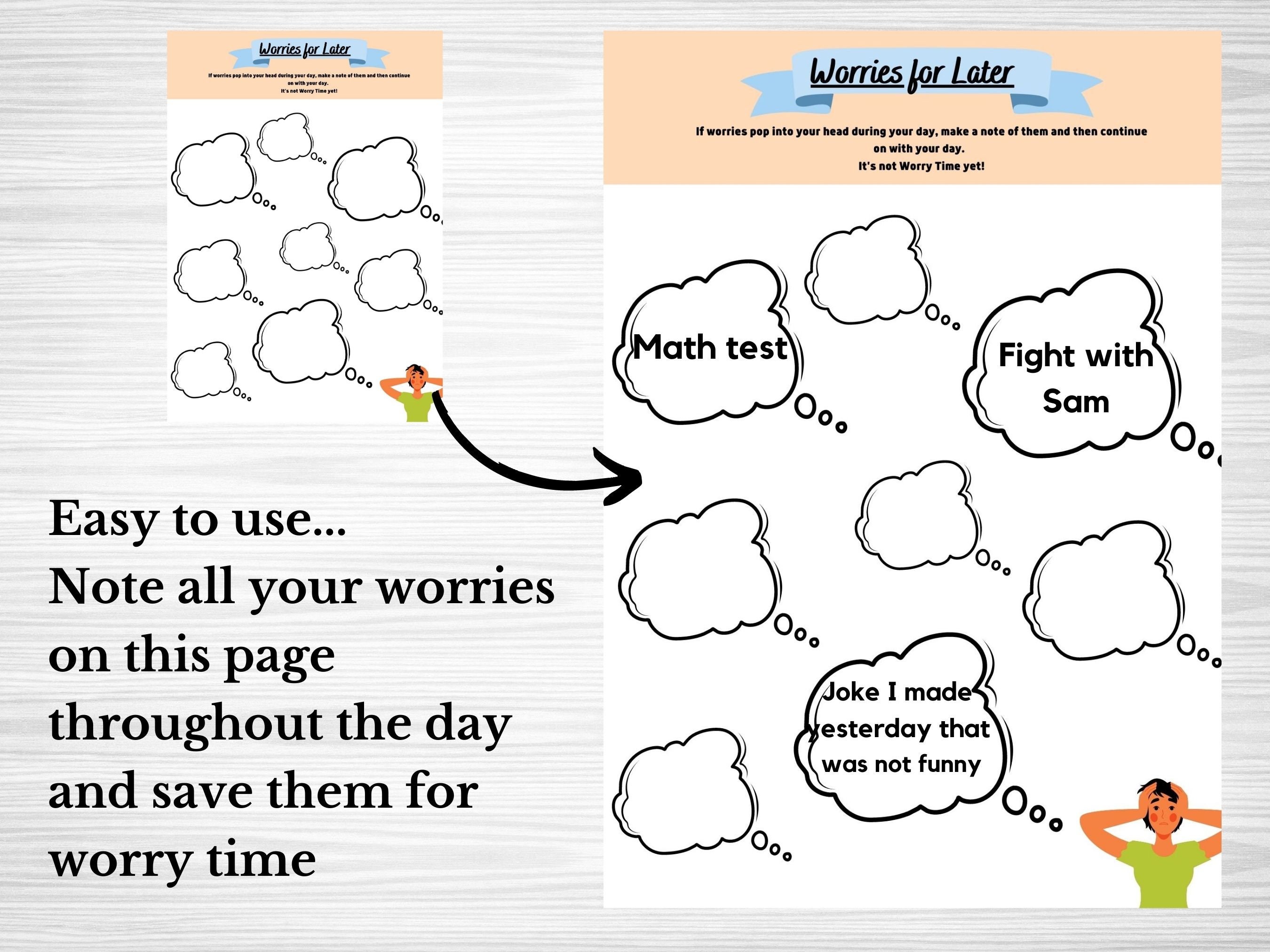 Anxiety Journalling for Kids, Worry Time Notebook, Scheduled Worry ...