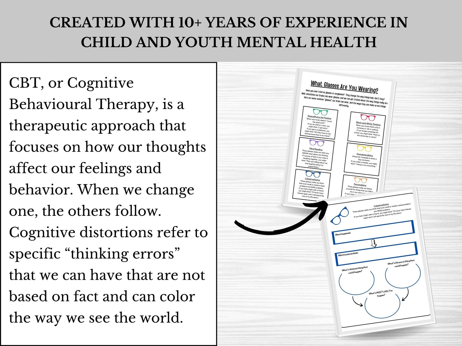 CBT for Kids, Thinking Errors Worksheets, Cognitive Distortions - Etsy