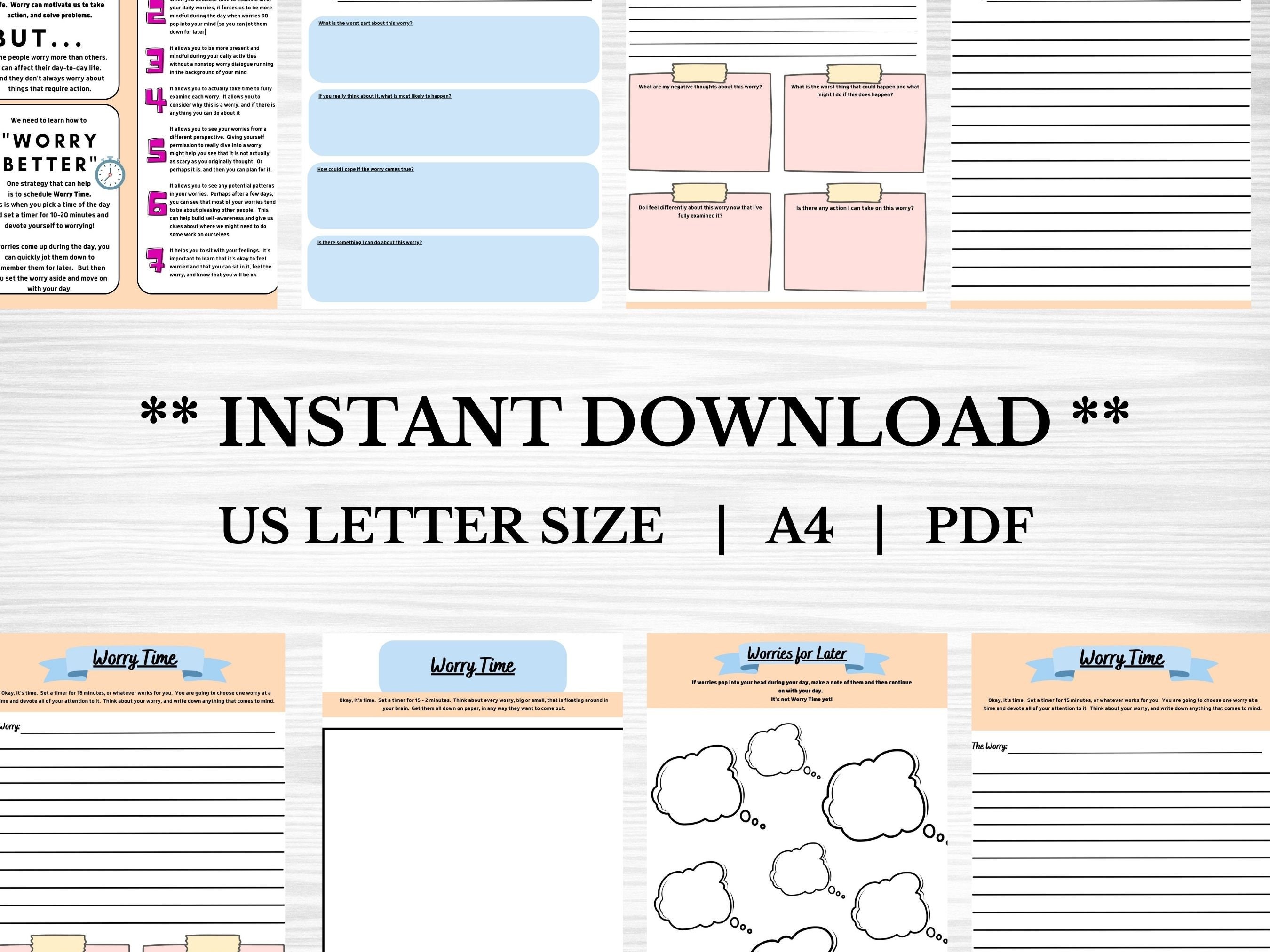 Anxiety Journalling for Kids, Worry Time Notebook, Scheduled Worry ...