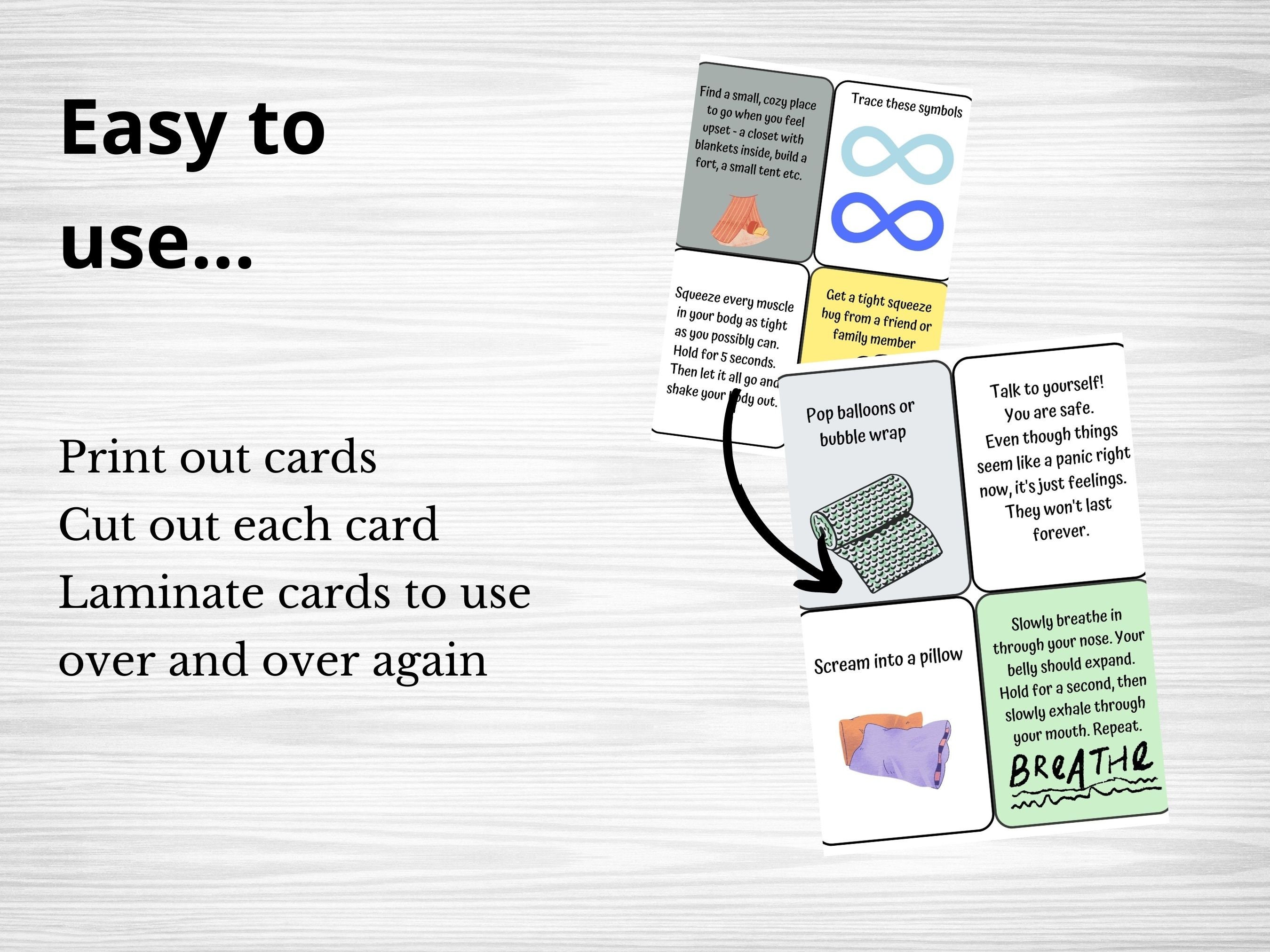 Coping Skills Cards for Kids, Anxiety Depression Tools, Printable ...