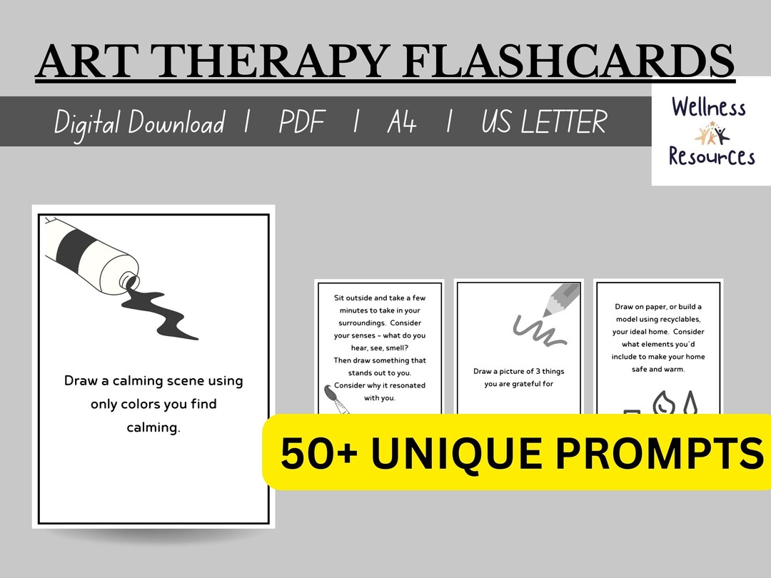 Art Therapy Flashcards, Journal Prompts for Kids Teens Adults - Etsy