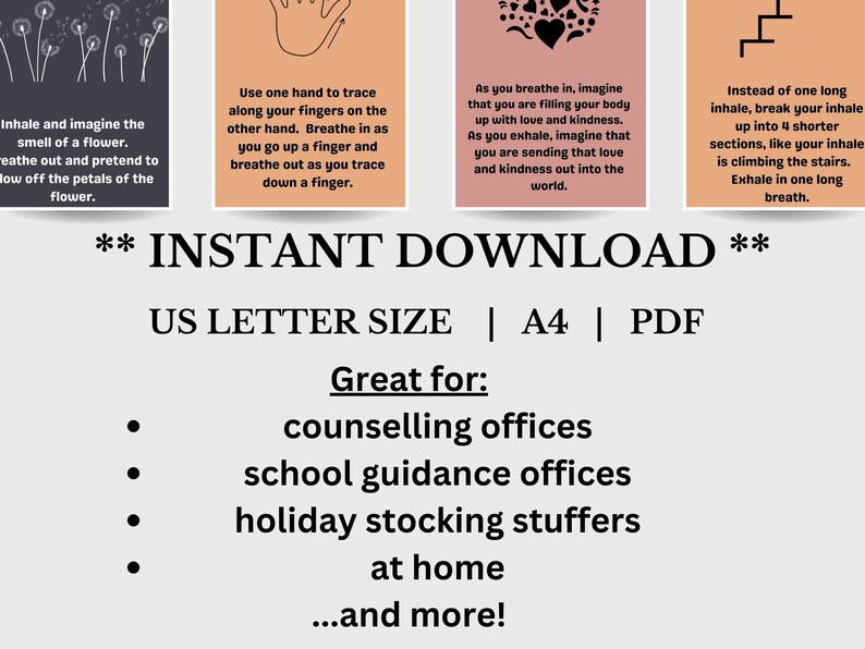 Mindful Breathing Exercise Cards: Calm Techniques (digital Download) - Etsy