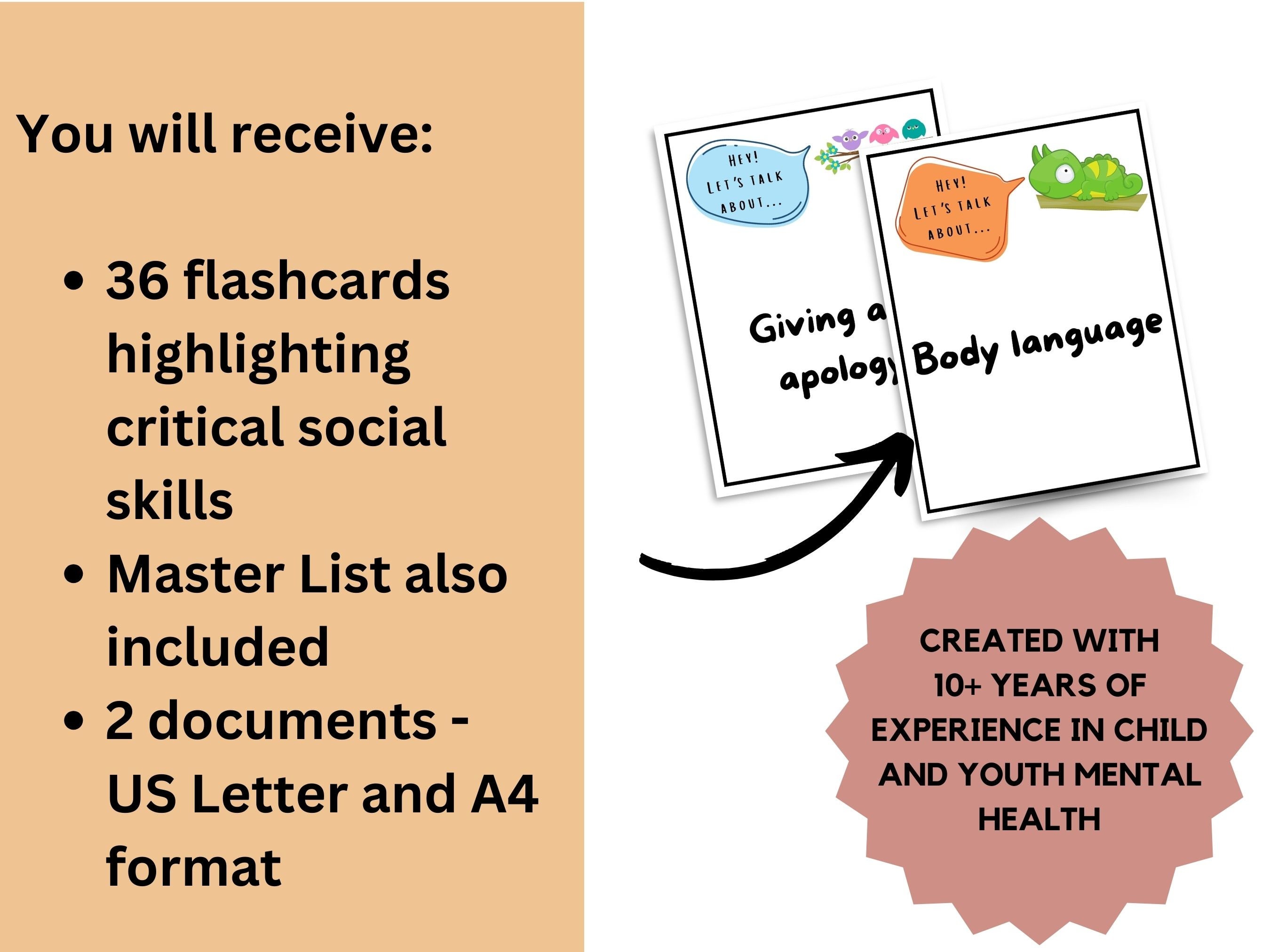 Social Skills List Flashcards - Etsy