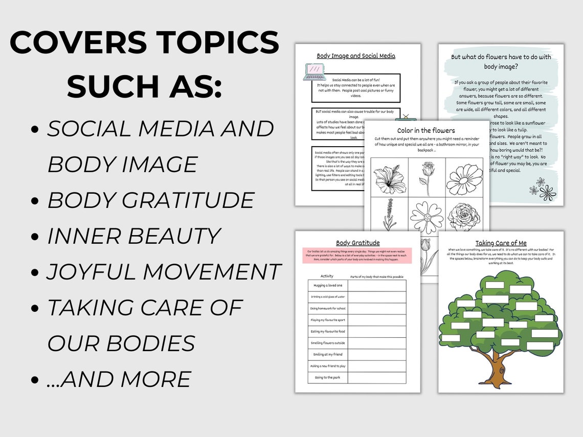 Body Image Workbook for Kids, Body Positivity Neutrality Worksheets - Etsy