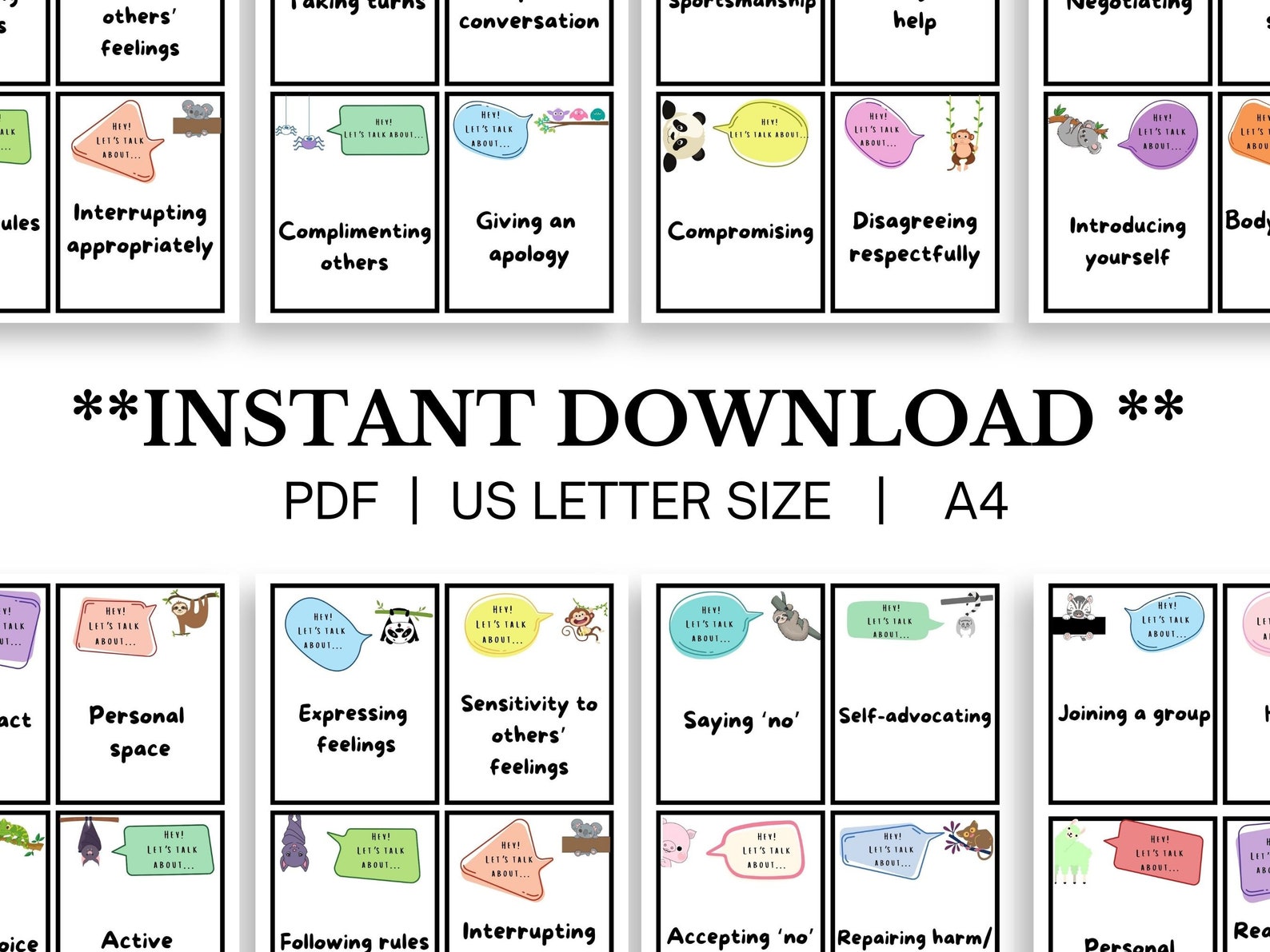Social Skills List Flashcards - Etsy